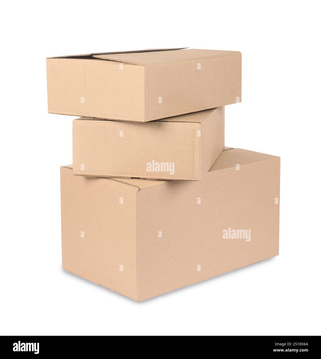 Stack of cardboard parcel boxes isolated on white Stock Photo - Alamy