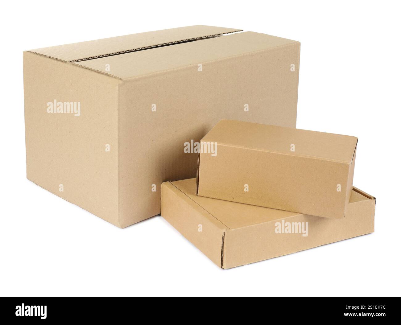 Many cardboard parcel boxes isolated on white Stock Photo - Alamy