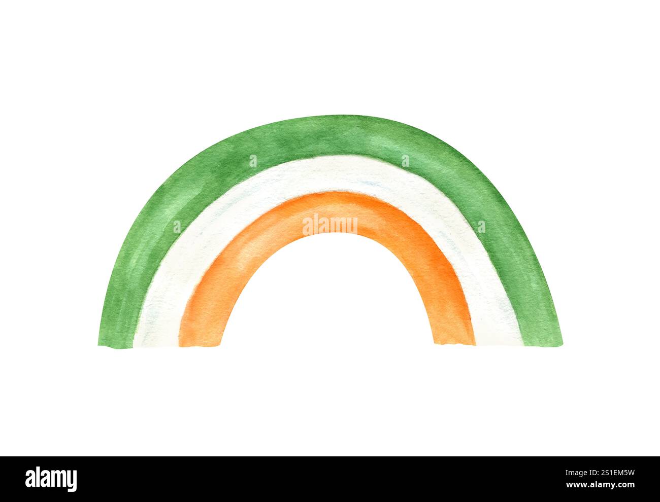 Watercolor green white orange rainbow in Ireland flag colors hand ...
