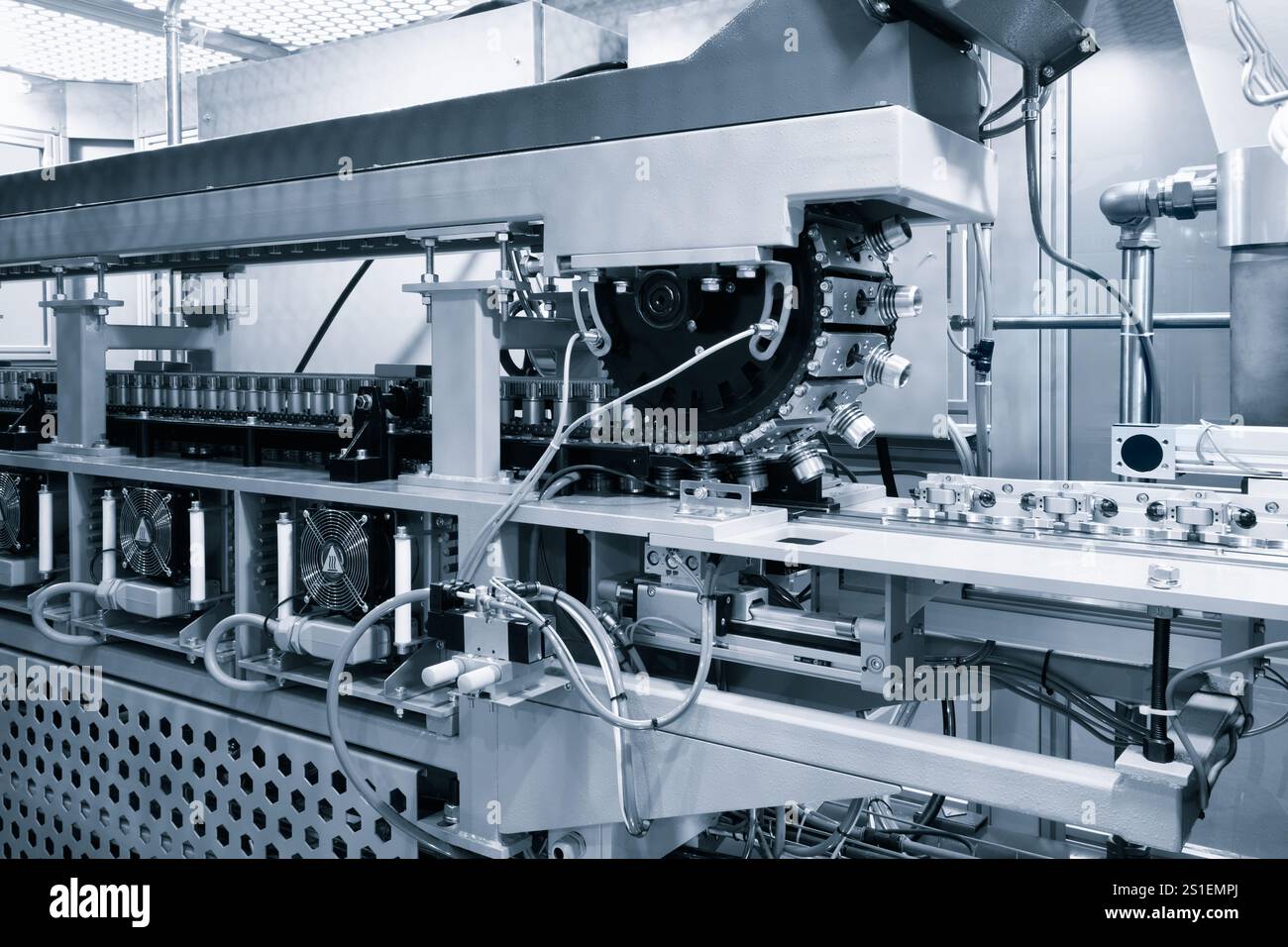 PET Dairy bottles blowing. The plastic bottle blowing machine.Heating ...