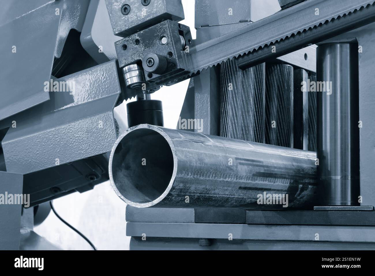 Industrial circular saw machine for metal close-up, industrial metal ...