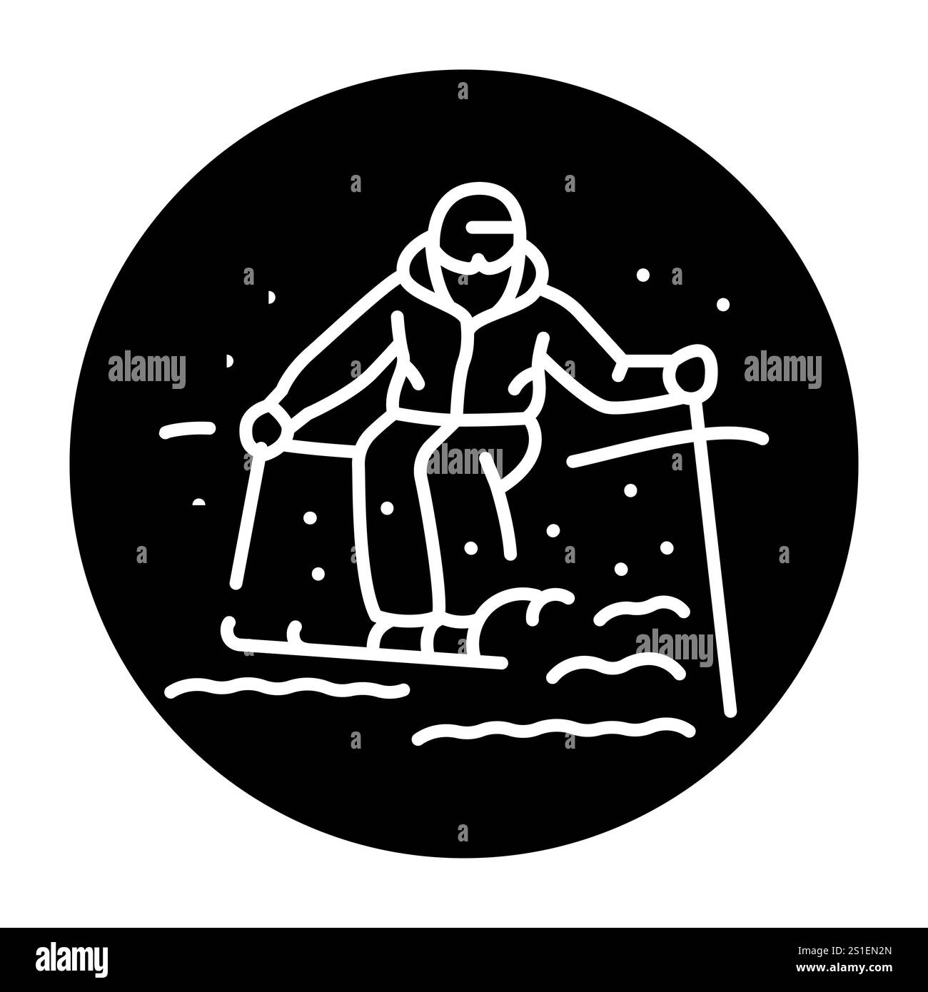 Skier color line icon. Skiing in winter Alps. Vector illustration Stock ...