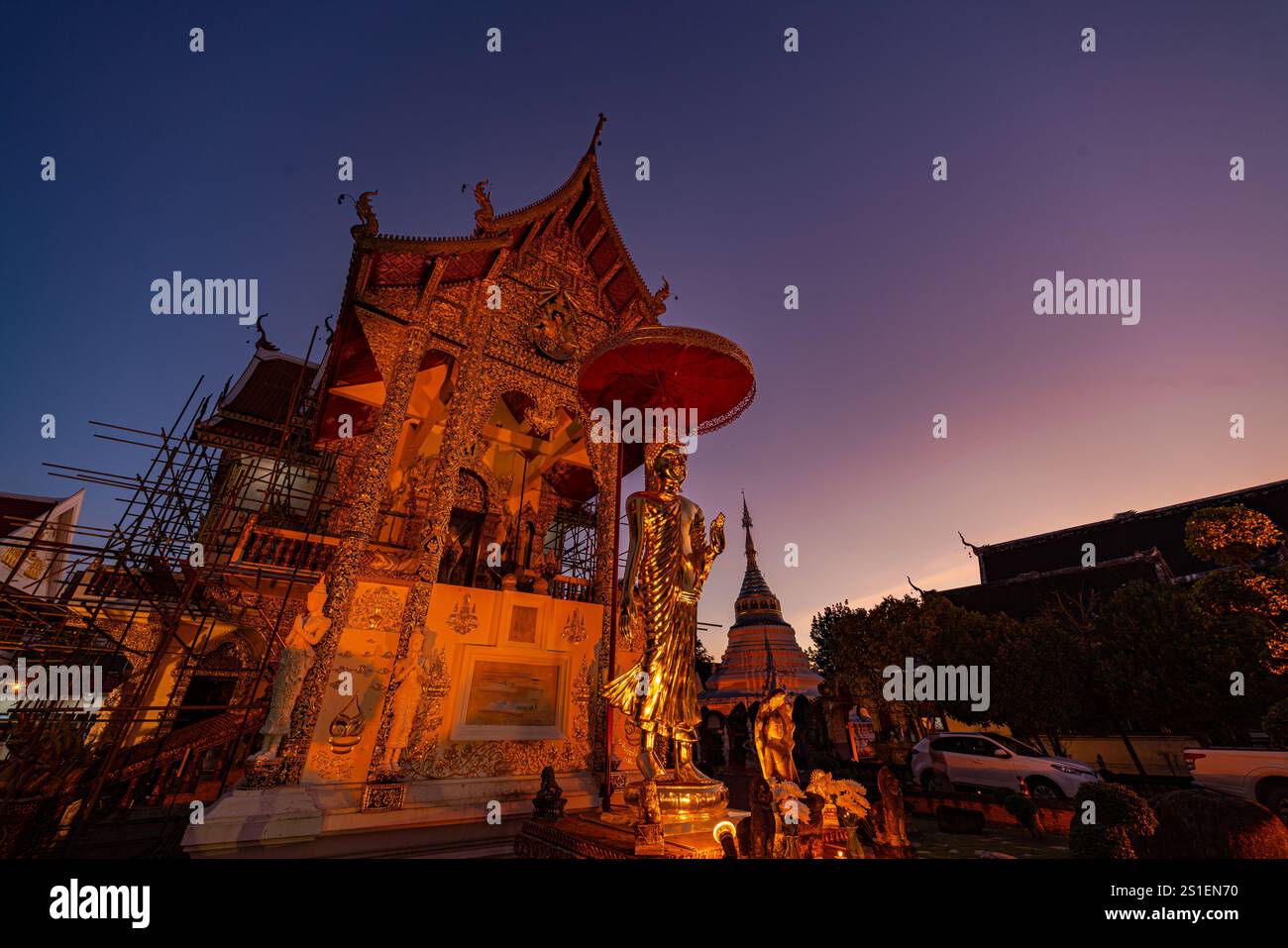 Time lapse Exquisite architecture Wat Buppharam at Thapae road Chiang ...