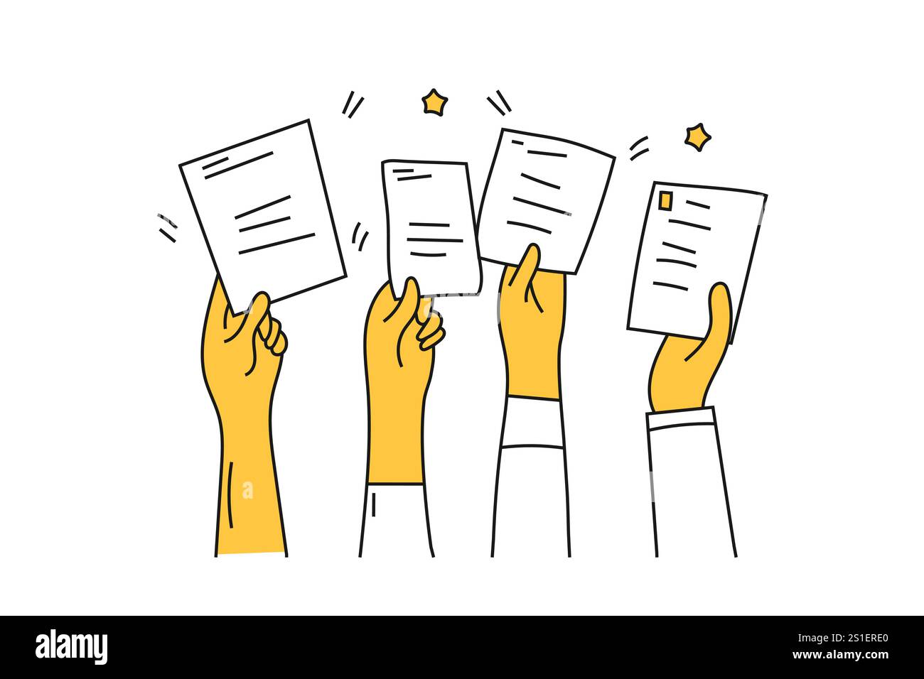 People voting and hold paper. Sale and buy. Business marketing auction ...