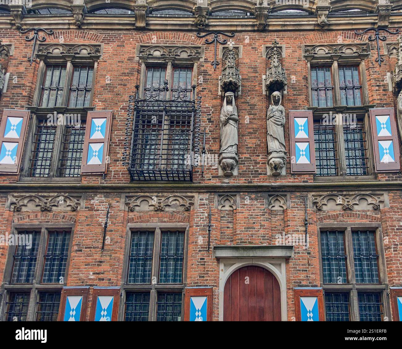 Old City hall with late gothic heavy ornate architecture in the ...