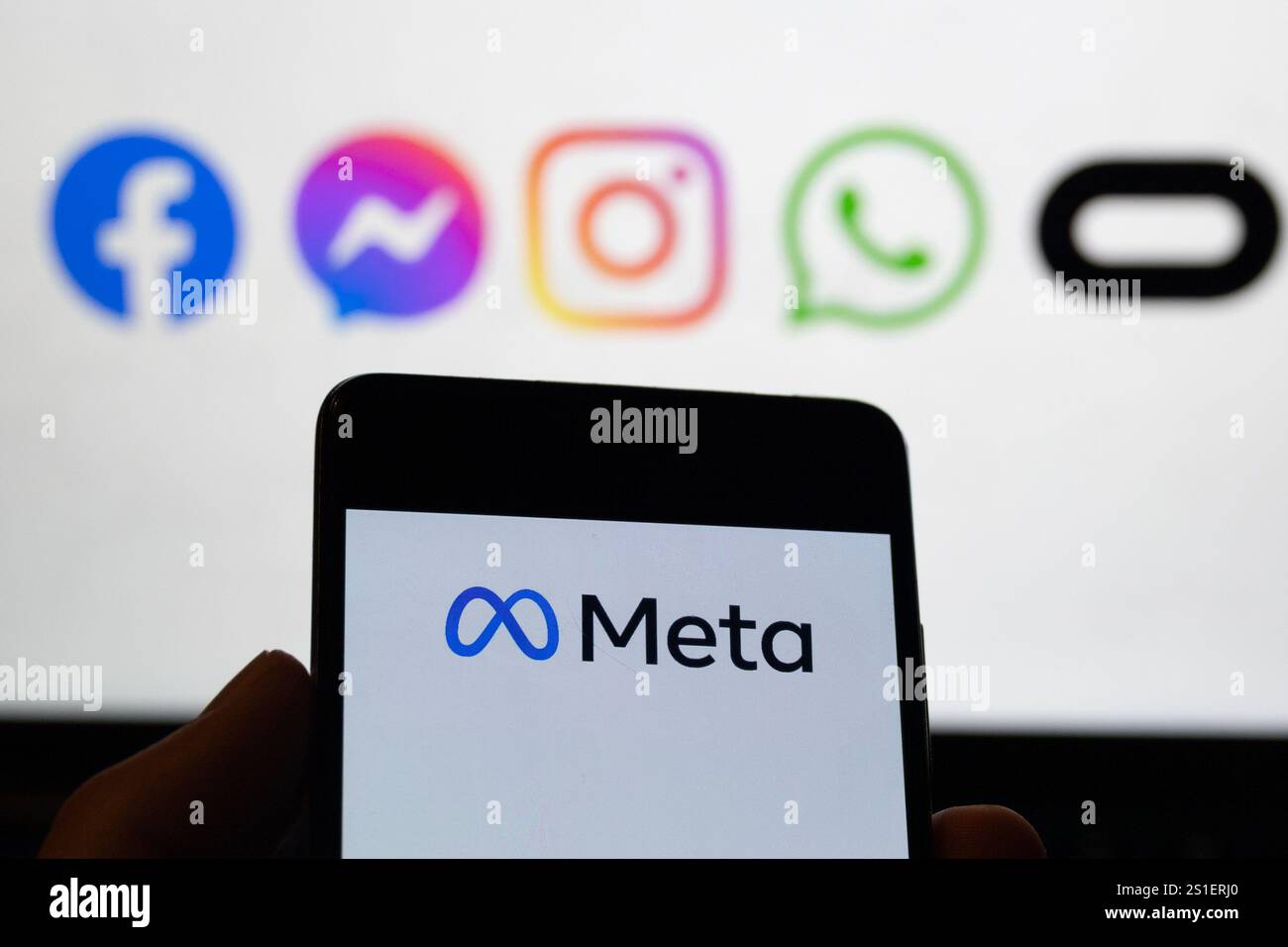 In this photo illustration, a Meta logo is seen displayed on a ...