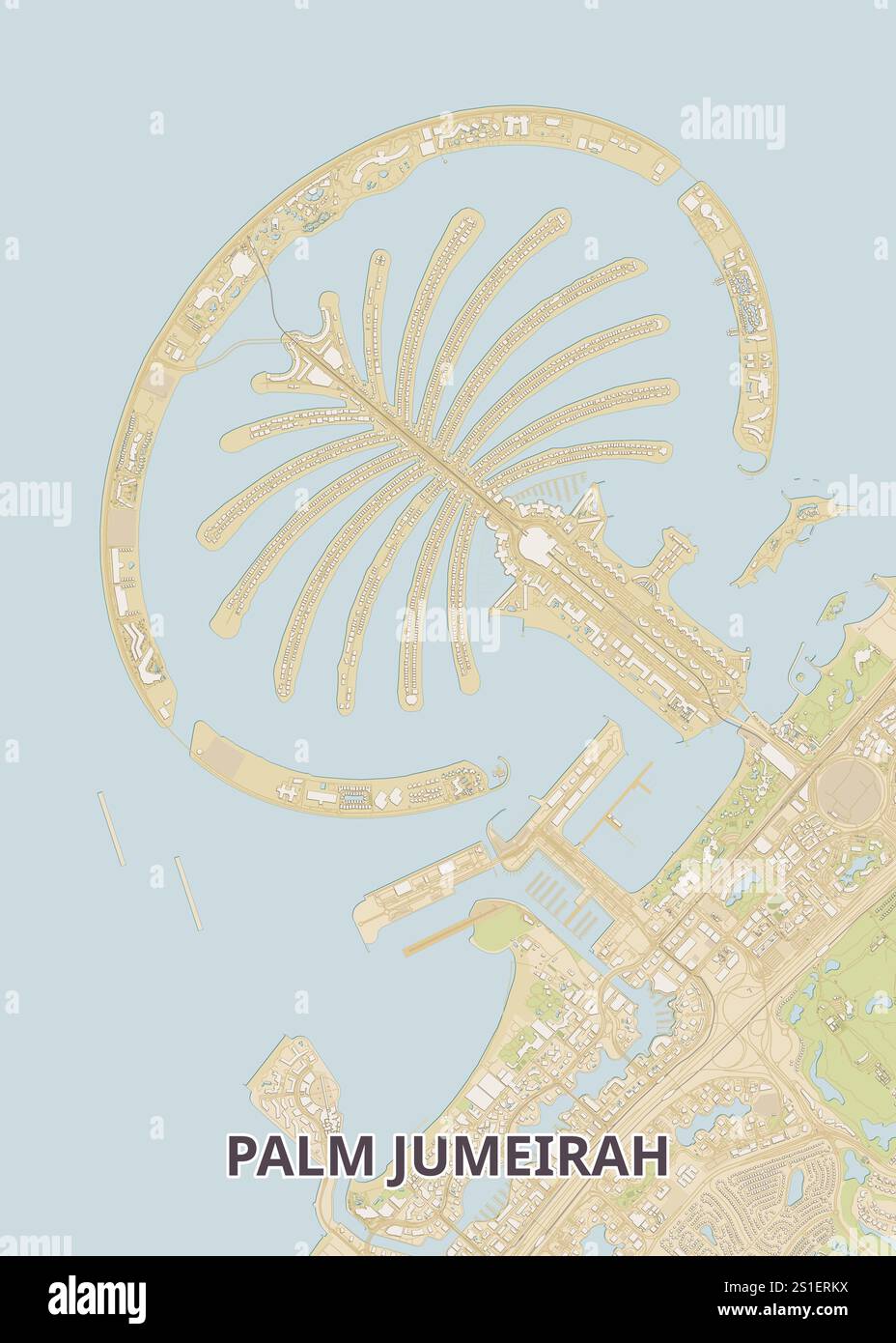 A detailed map of Palm Jumeirah, a man-made archipelago in Dubai ...