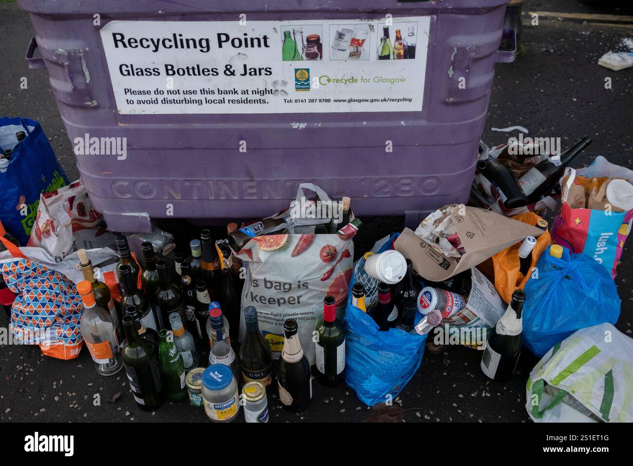 In the gloaming of dusk in Pollokshields, in Glasgow, Scotland, 3 ...