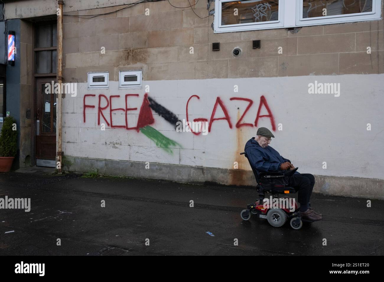 In the gloaming of dusk in Pollokshields, in Glasgow, Scotland, 3 ...