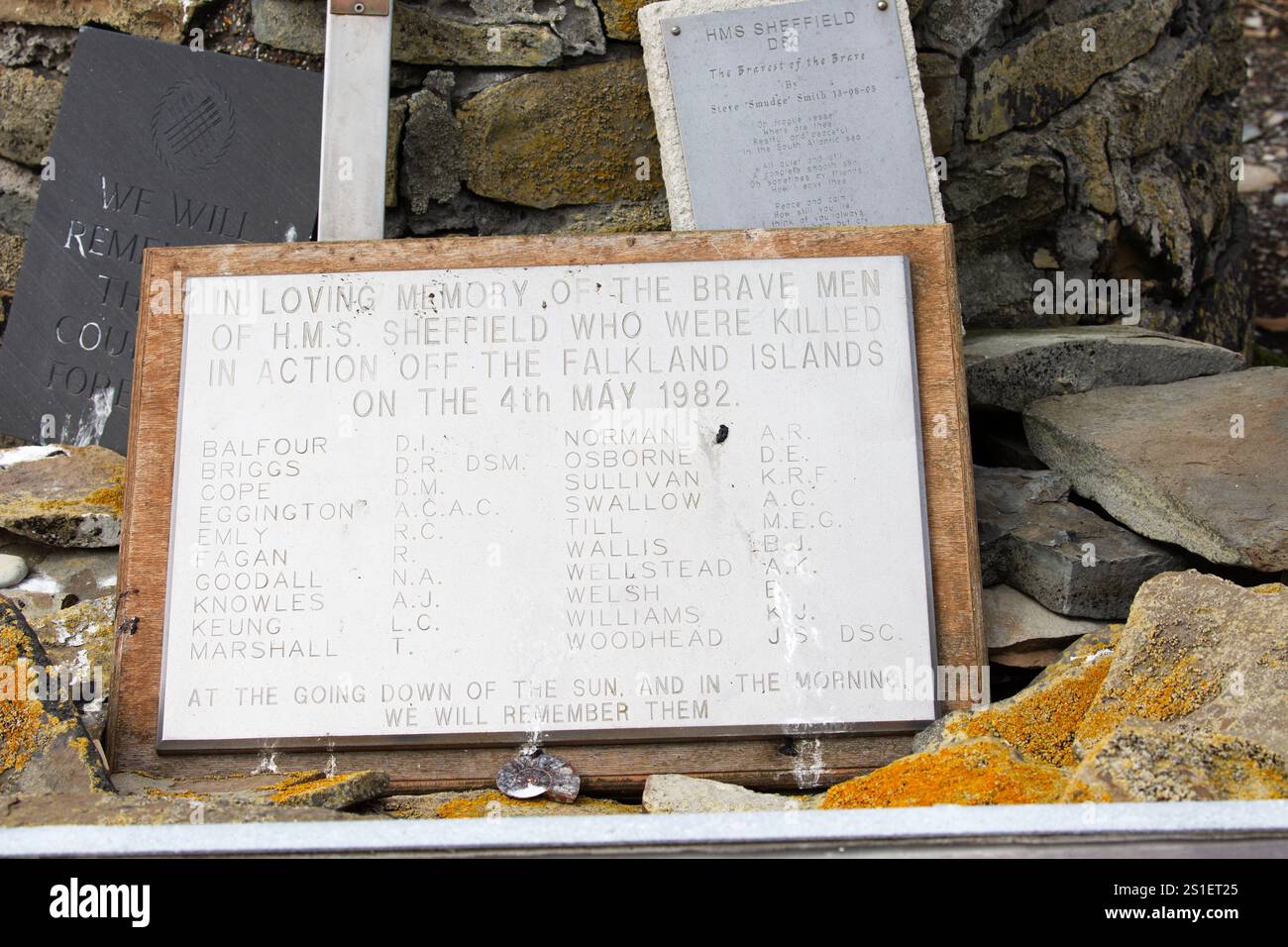 HMS Sheffield memorial to the 20 crew who died in the 1982 Falkland ...