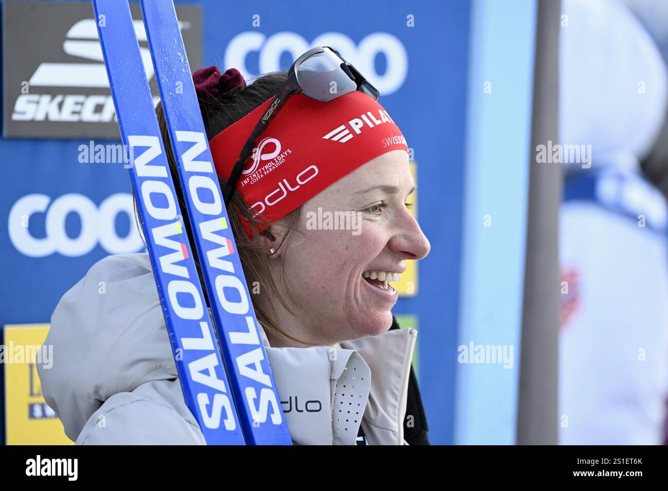 Winner Nadine Faehndrich of Switzerland during an interview after women ...