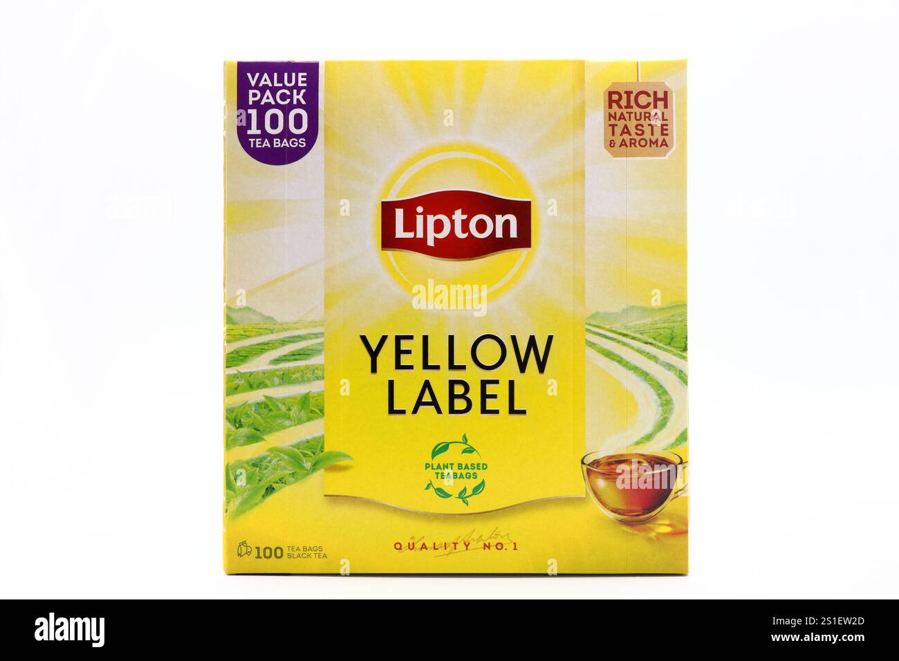 Yellow label tea box. From Lipton Stock Photo - Alamy