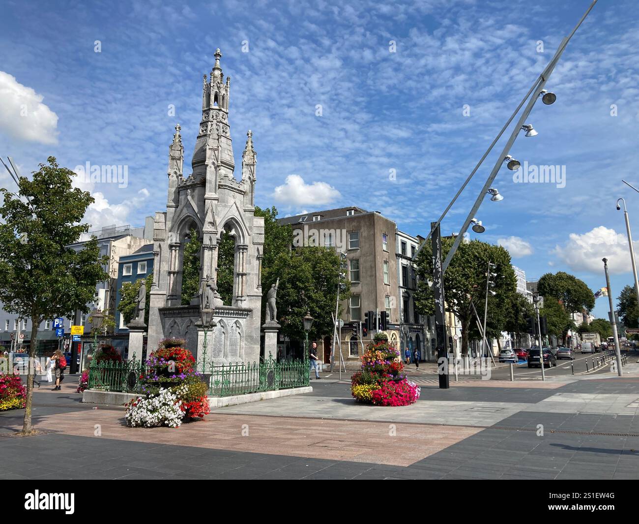 Buildings and streets in Cork, Ireland. Irish iconic landscape with ...