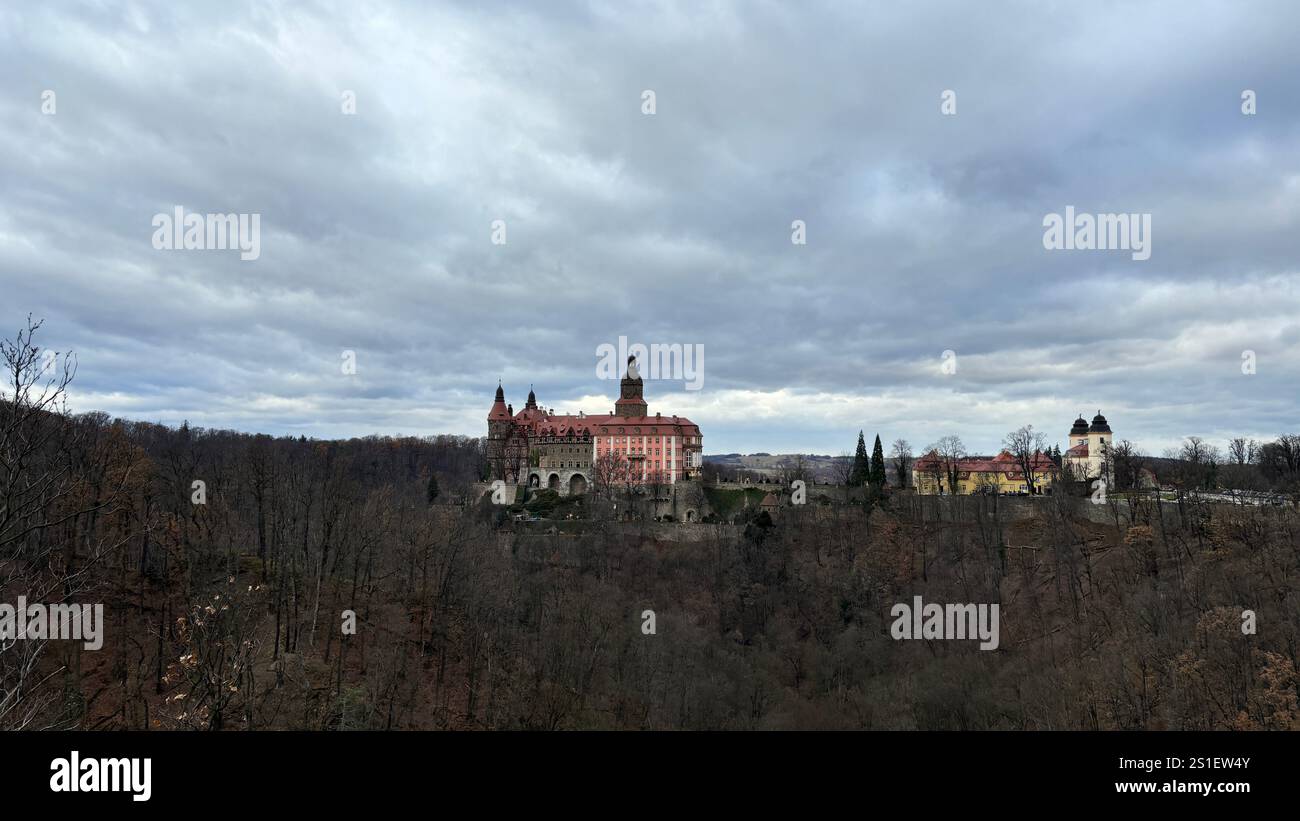 Książ Castle in Poland. Historic Polish medieval building and ground ...