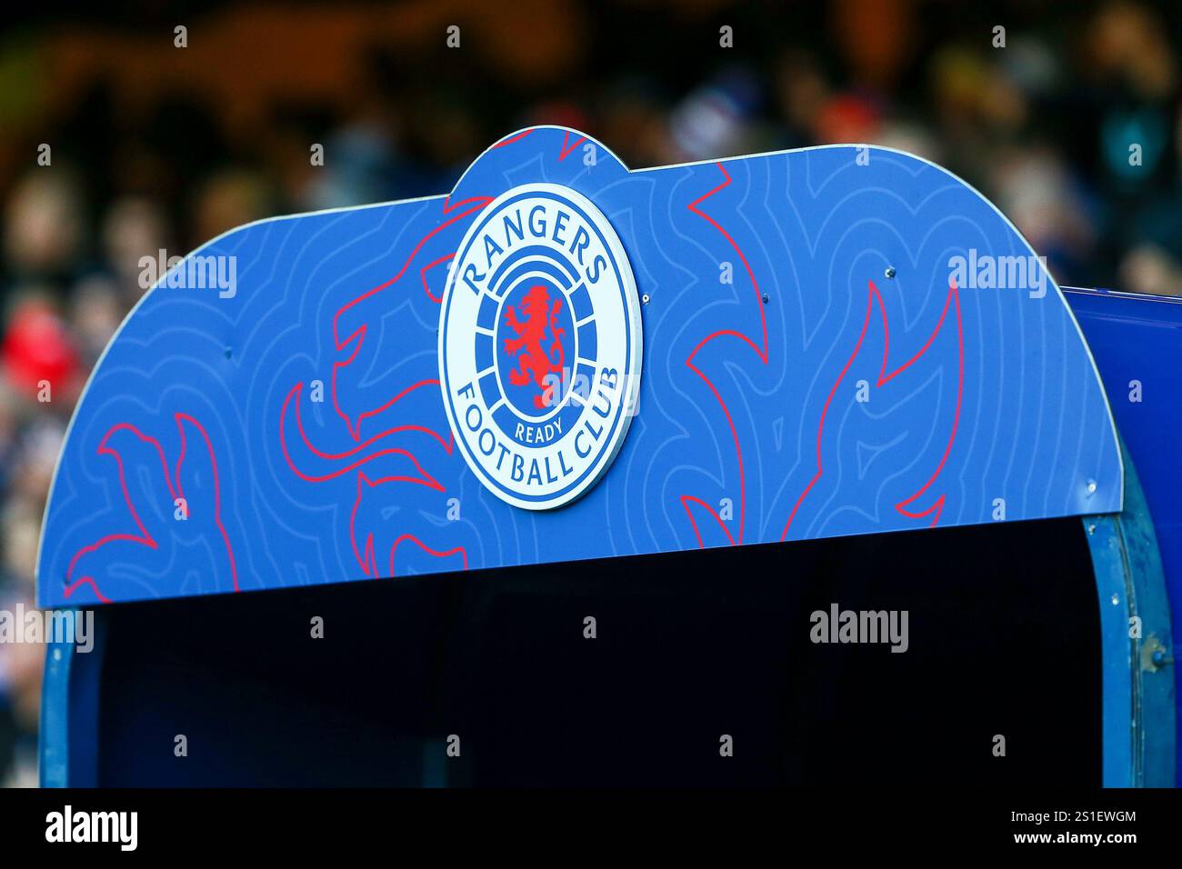 Rangers Football Club copyright logo above the team tunnel at Ibrox ...
