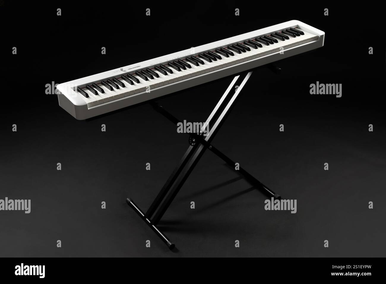 Synthesizer on black background. Electronic musical instrument Stock ...