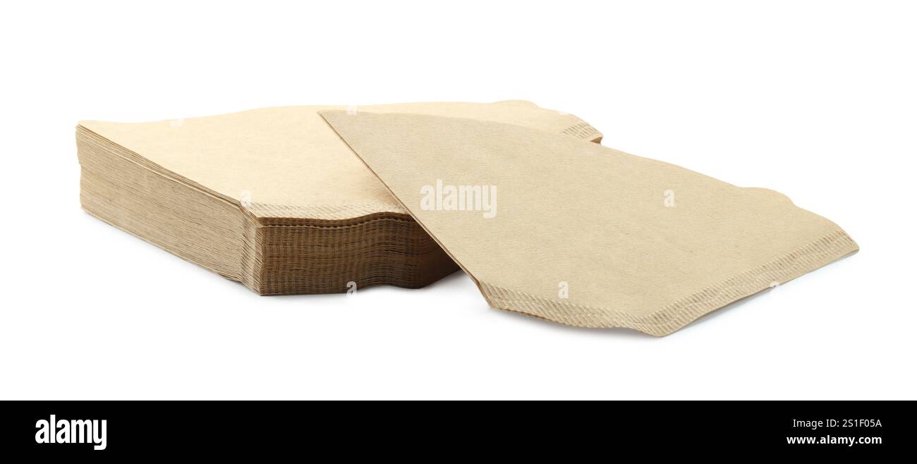 Stack of paper coffee filters isolated on white Stock Photo - Alamy