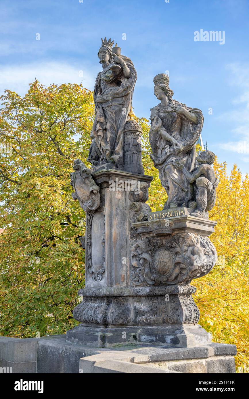 Statues of Saints Barbara, Margaret and Elizabeth, outdoor sculpture on ...