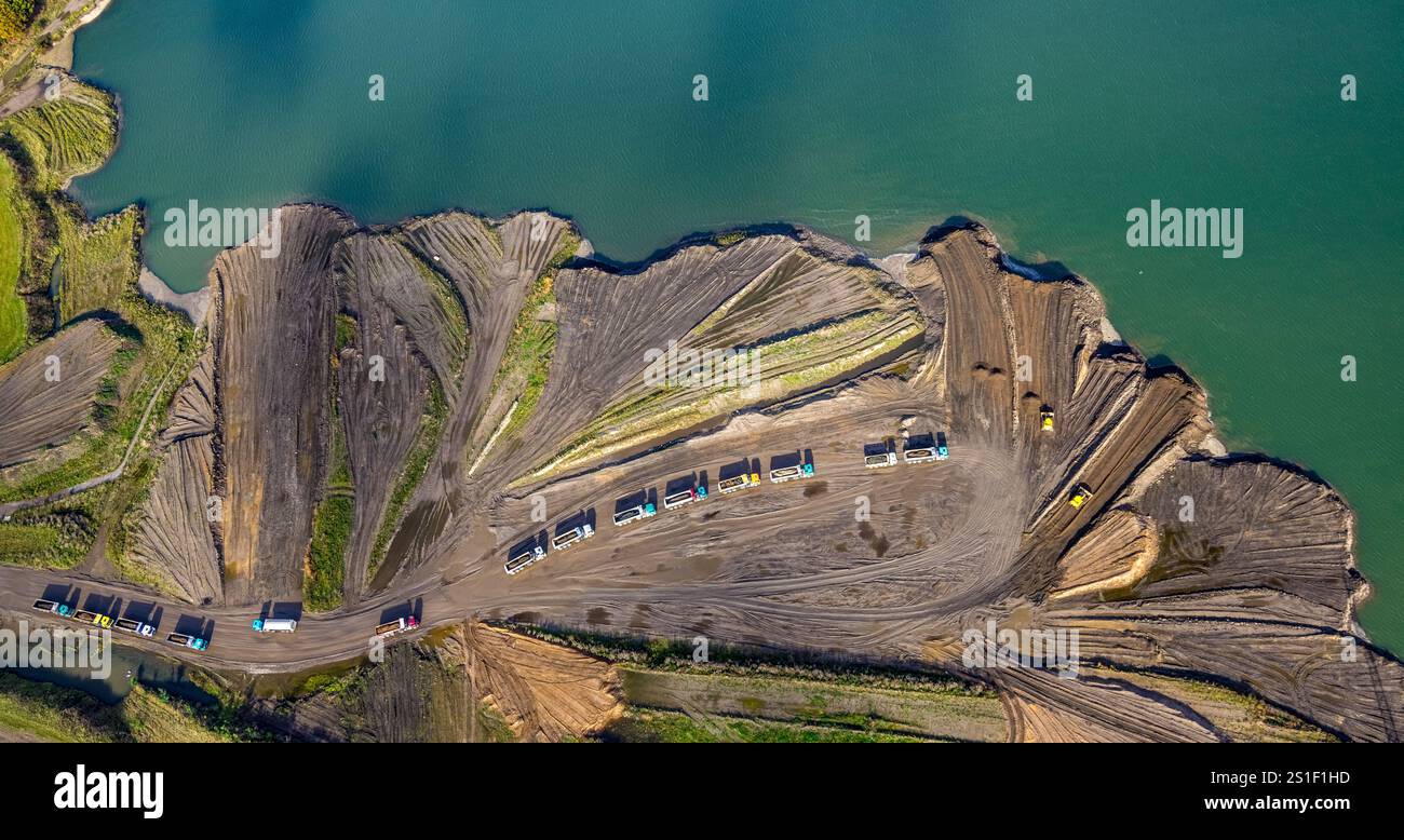 Aerial view, excavation area Rossenrayer Feld, construction site for ...