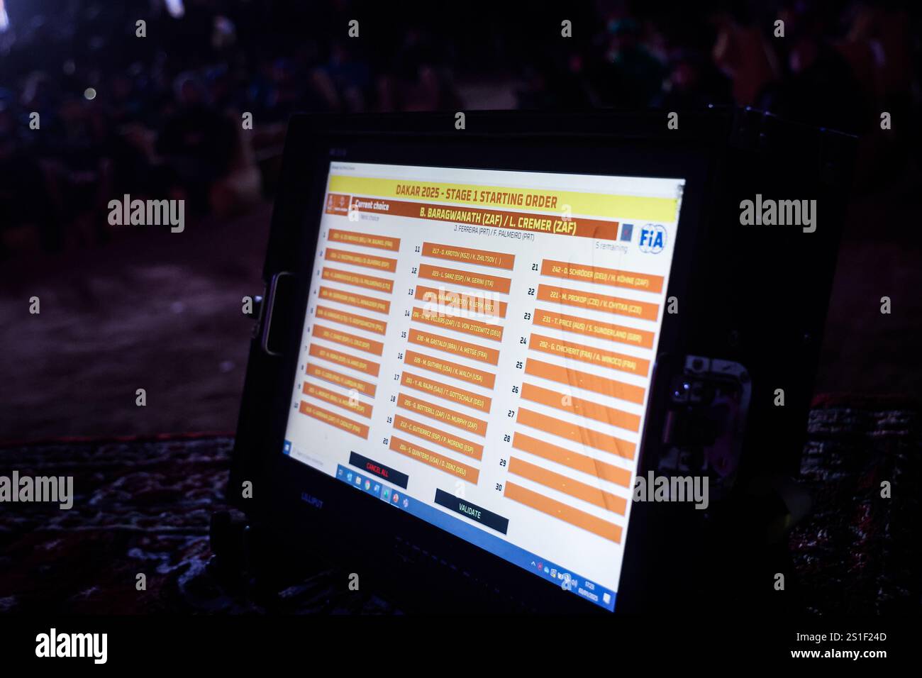 Starting order ceremony for stage 1: during the Prologue of the Dakar ...
