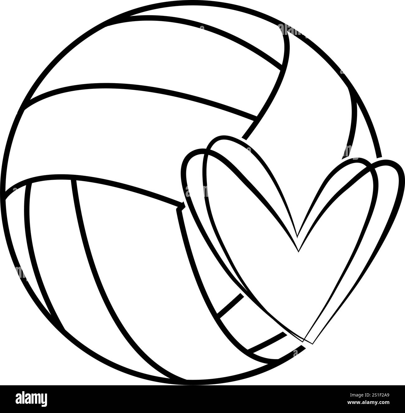 Love Heart Volleyball Digital EPS Vector File | High-Quality Sports and ...