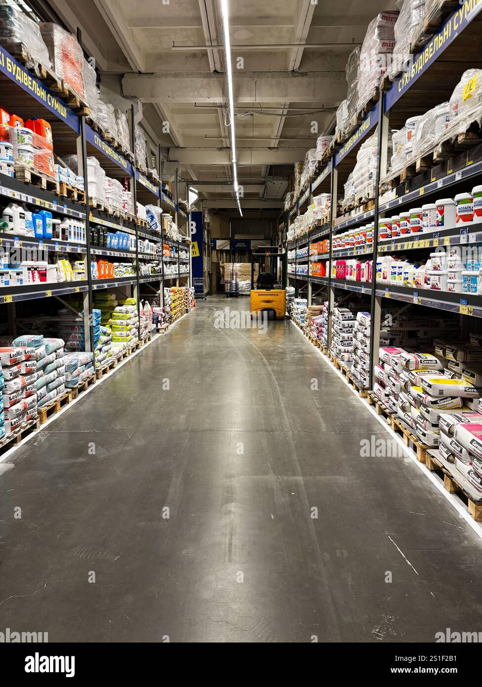Kyiv, Ukraine - January 03, 2025: A well-organized warehouse aisle ...
