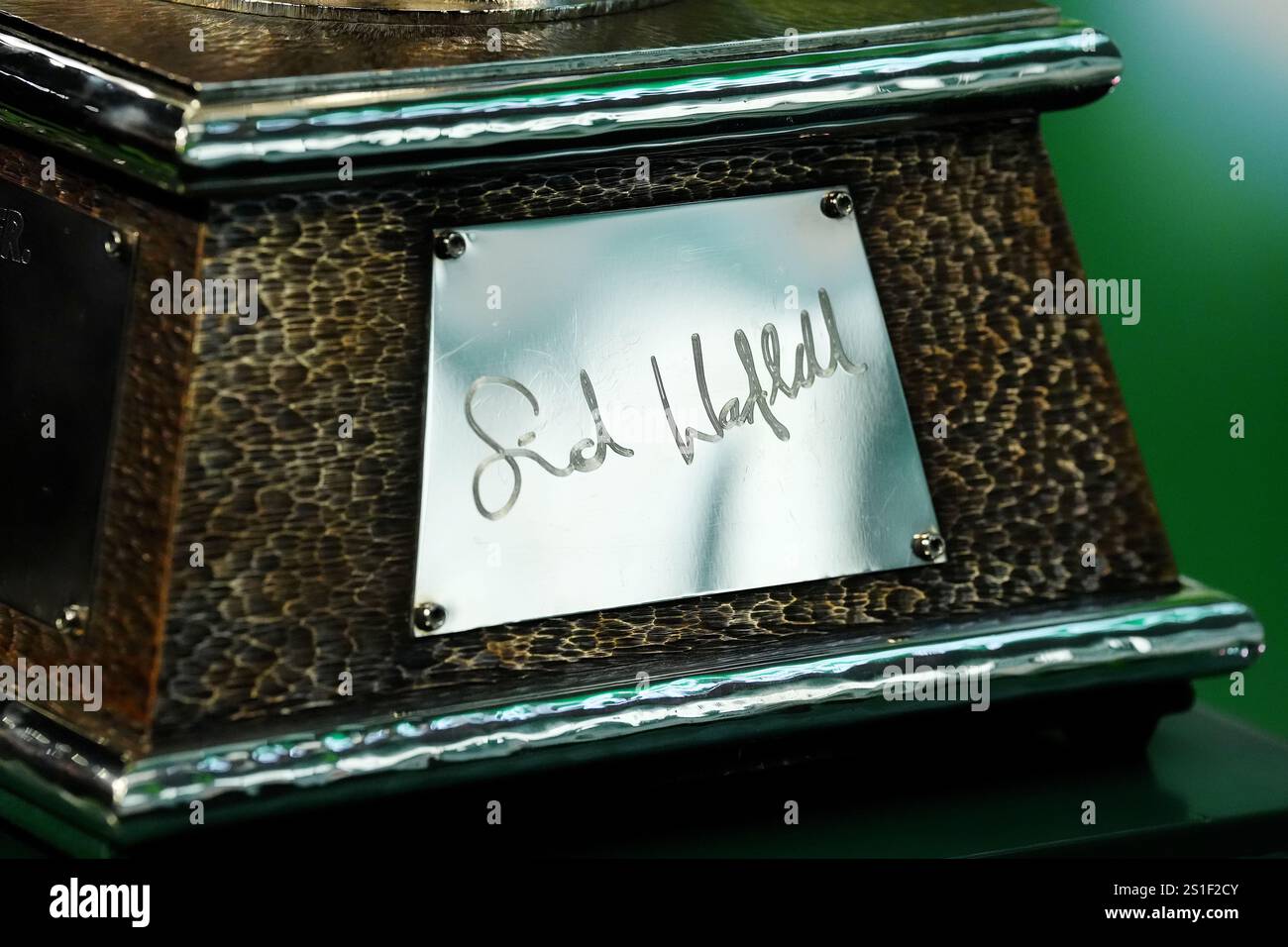 Detailed view of The Sid Waddell Trophy ahead the final of the Paddy ...