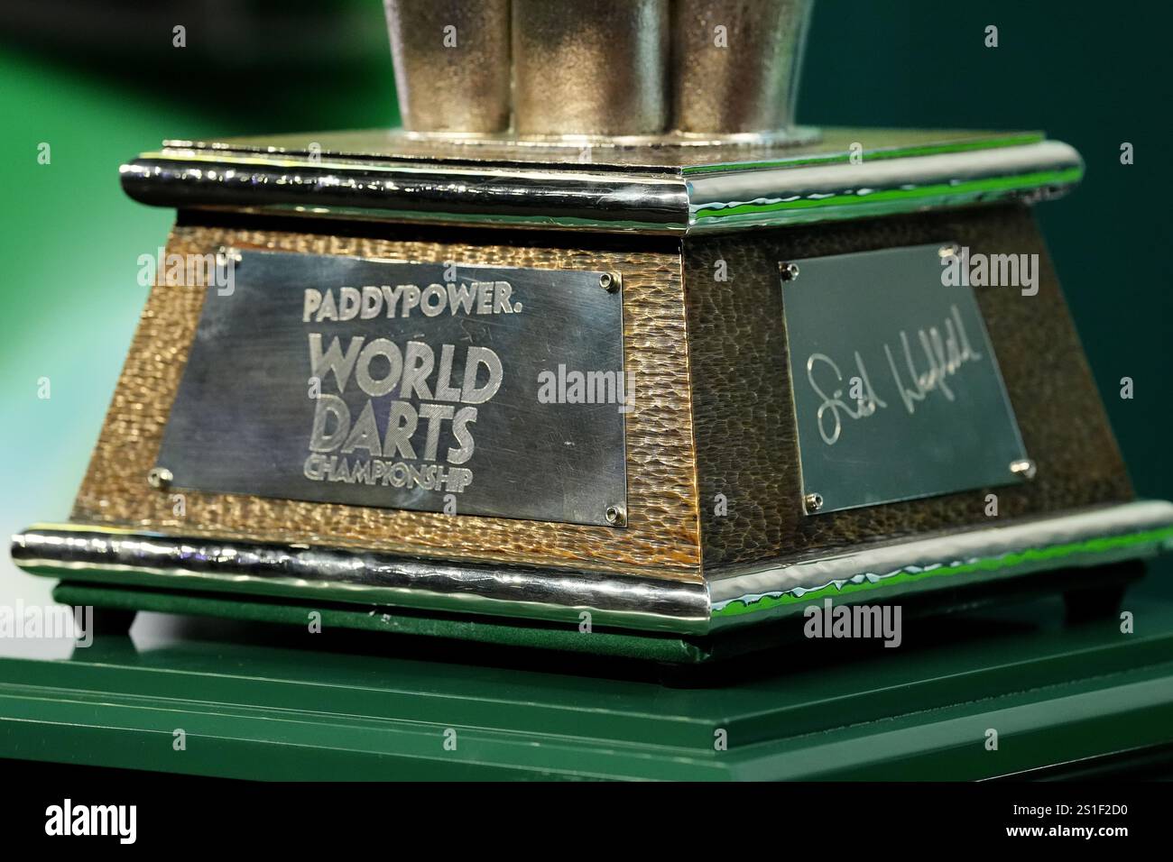 Detailed view of The Sid Waddell Trophy ahead the final of the Paddy ...