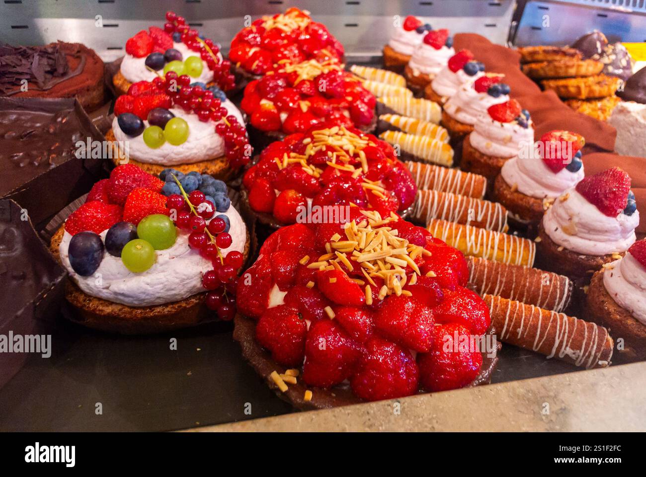 Copenhagen, Denmark, Close up, Baked Food, Display, Danish Pastry Stock ...