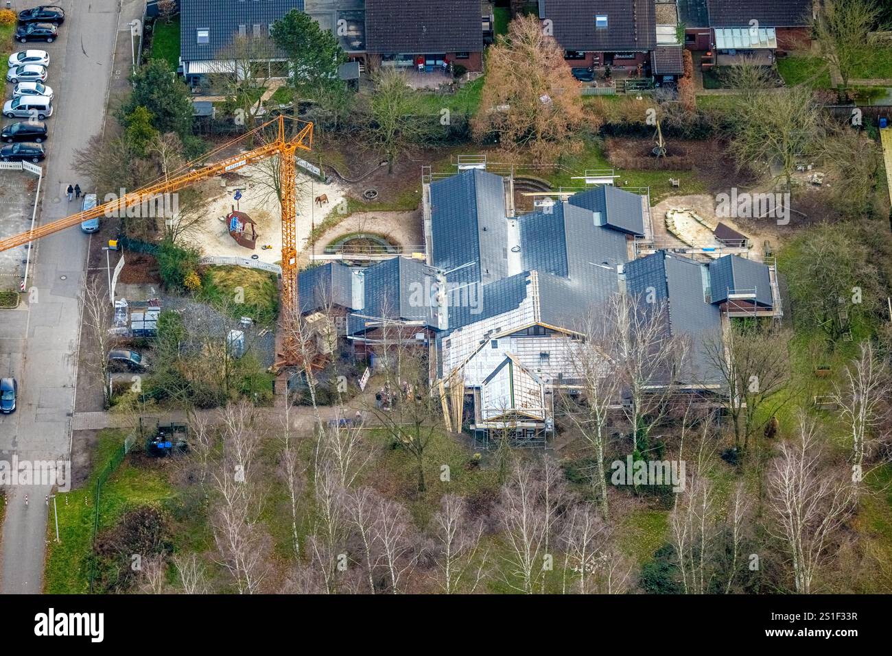 Aerial view, Arche Noah Herringen daycare center construction site ...