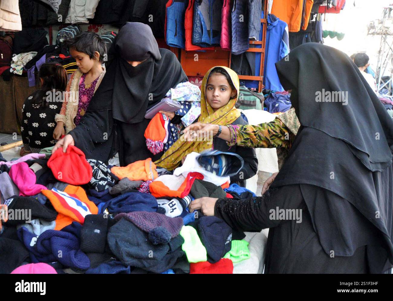 HYDERABAD, PAKISTAN, JAN 03: Warm clothes are being selling at a ...