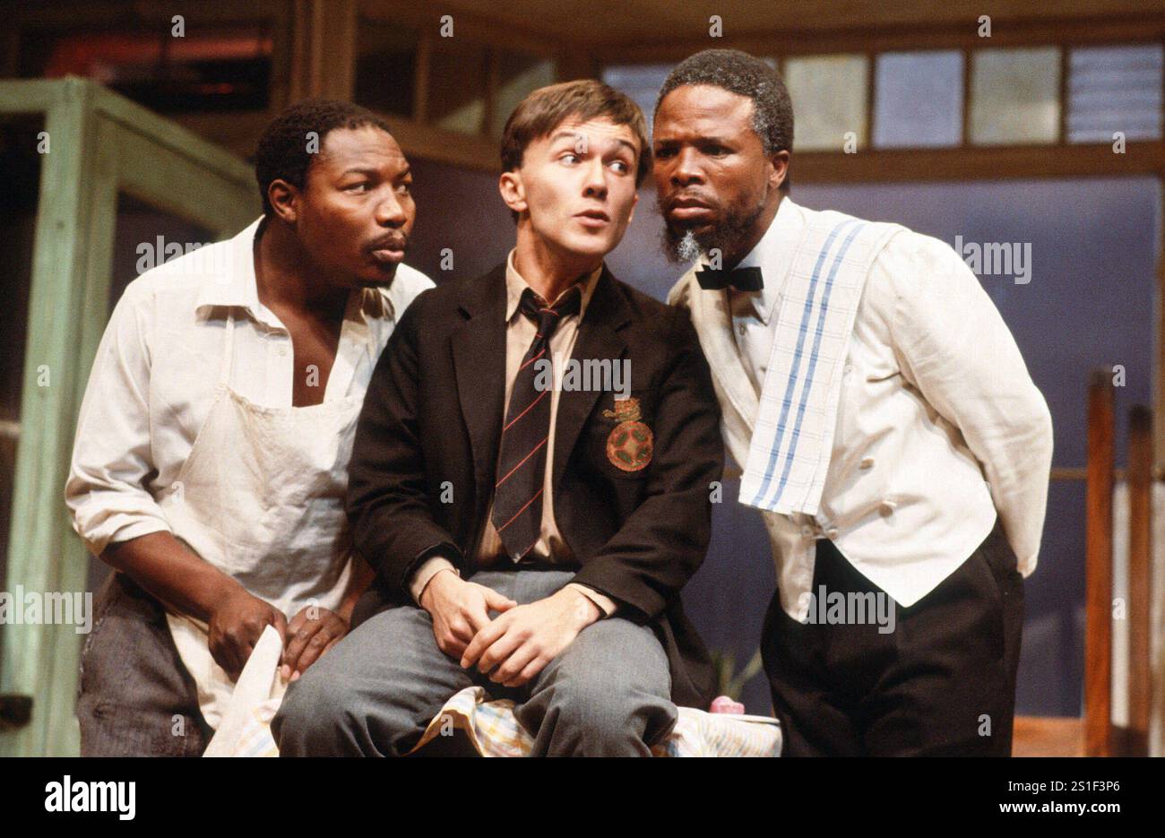 l-r: Ramolao Makhene (Willie), Duart Sylwain (Hally), John Kani (Sam ...