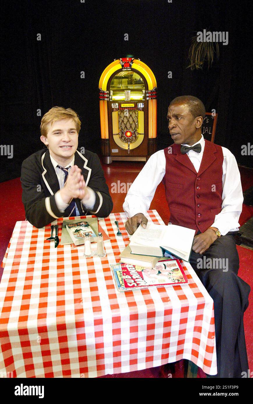 l-r: Jonathan Broadbent (Hally), Ewart James Walters (Sam) in MASTER ...