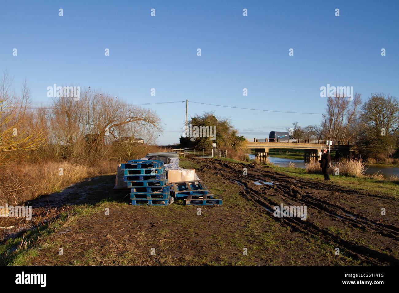 Pallets and materials for reinforcing the river bank on the New Bedford ...