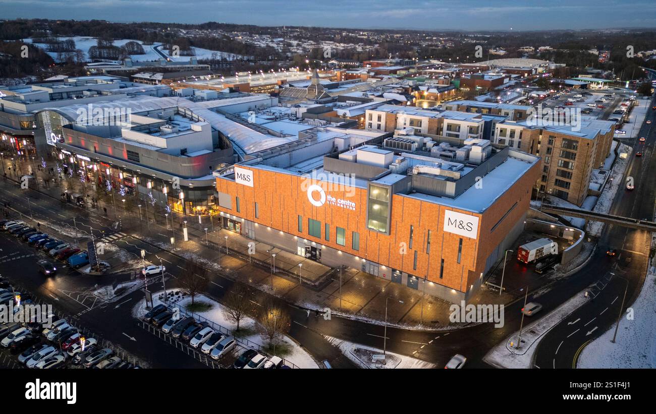 Aerial view of the Livingston town centre and Almondvale shopping ...