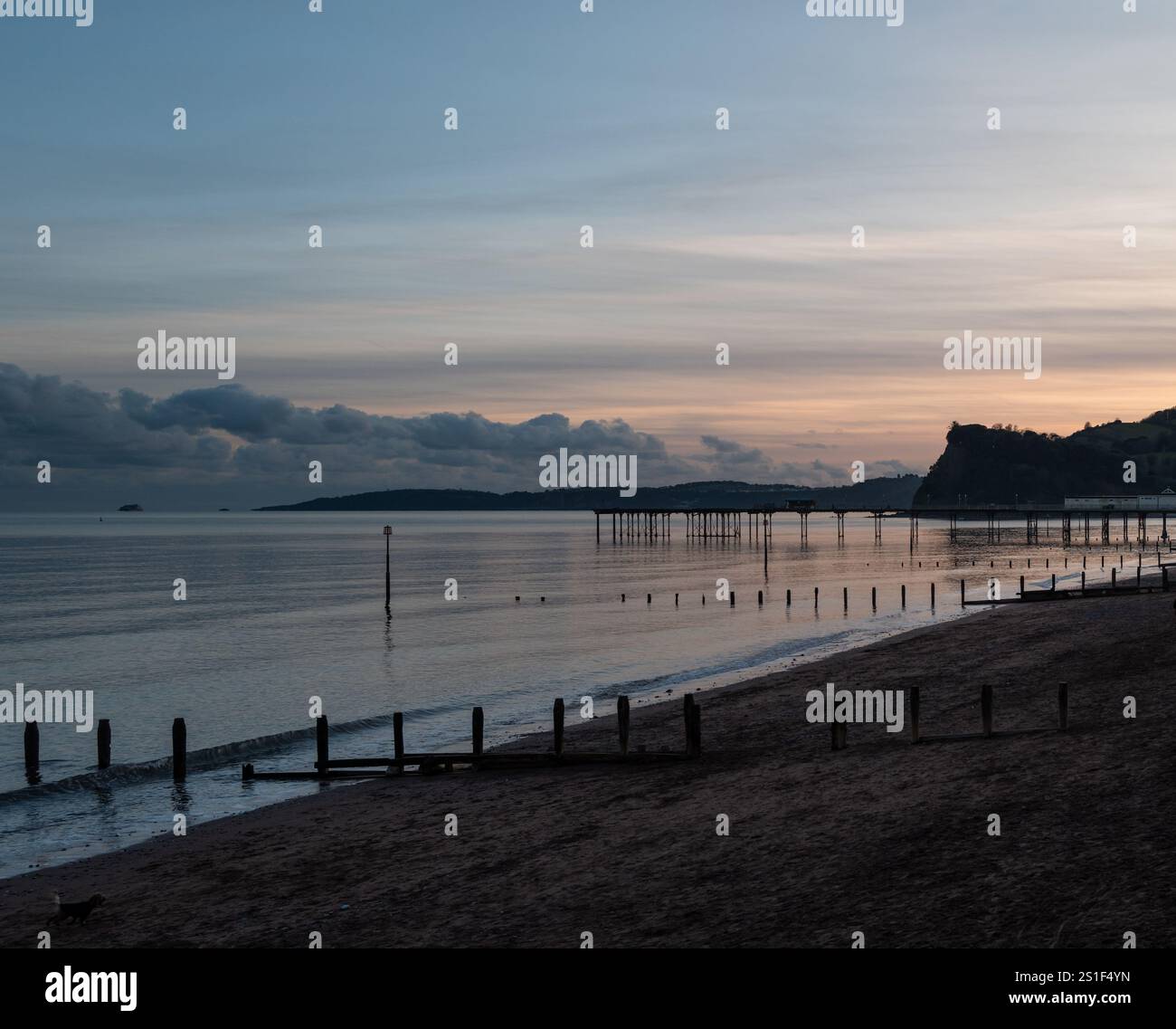 Teignmouth pier and beach groins. Devon UK Stock Photo - Alamy
