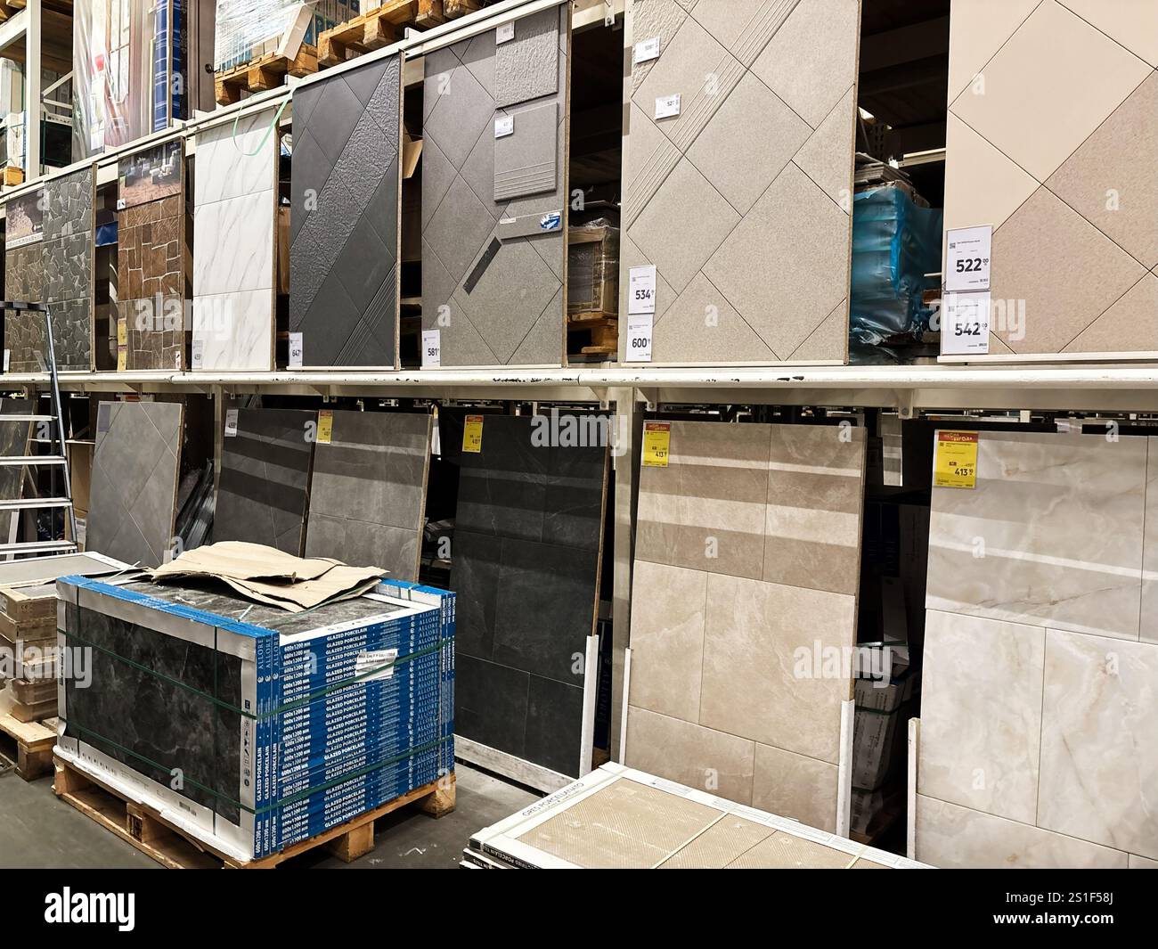 Kyiv, Ukraine - January 03, 2025: Wide selection of ceramic and stone ...