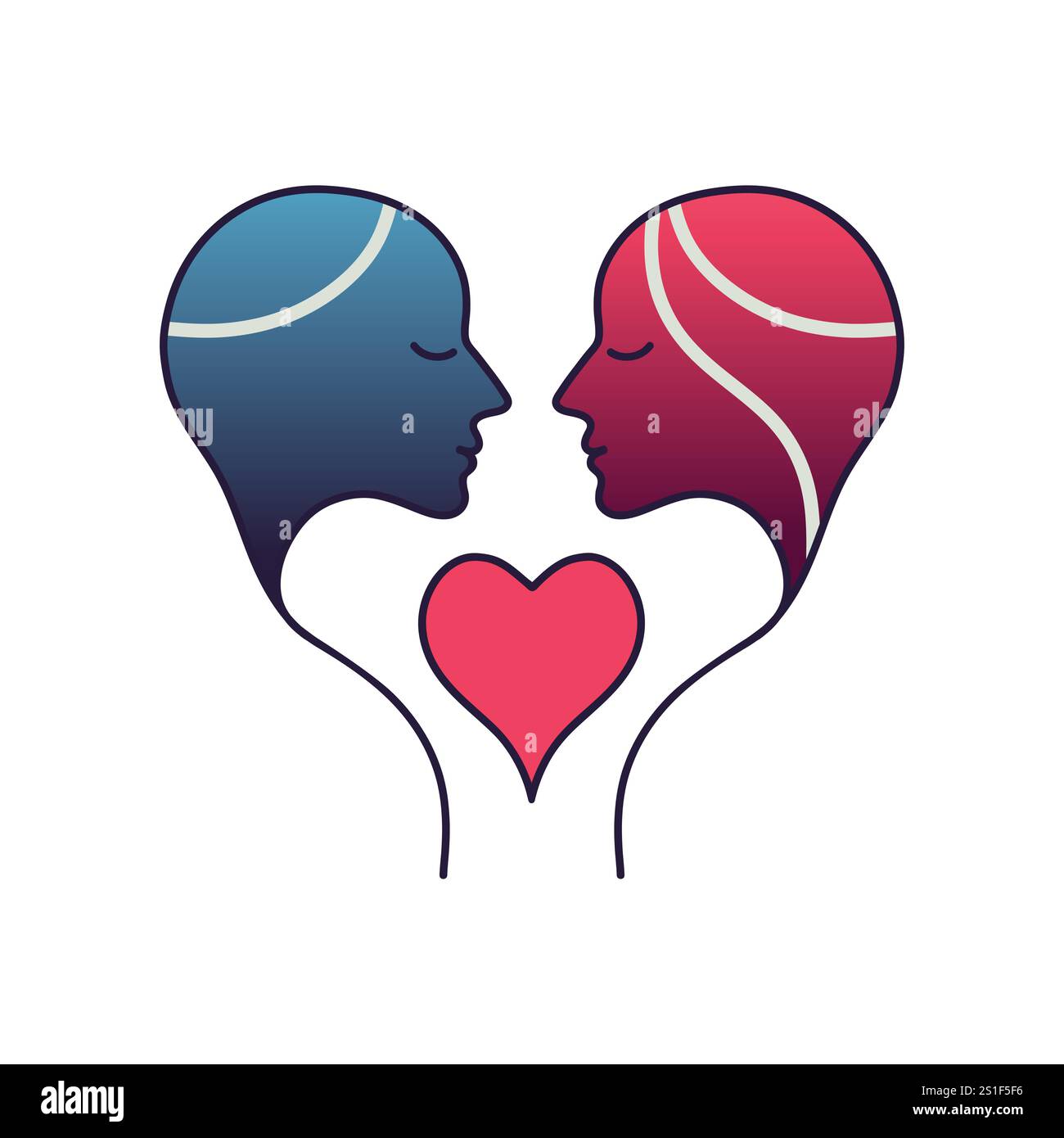 Abstract Minimal Couple Silhouette Facing Each Other Flat Simple Vector ...