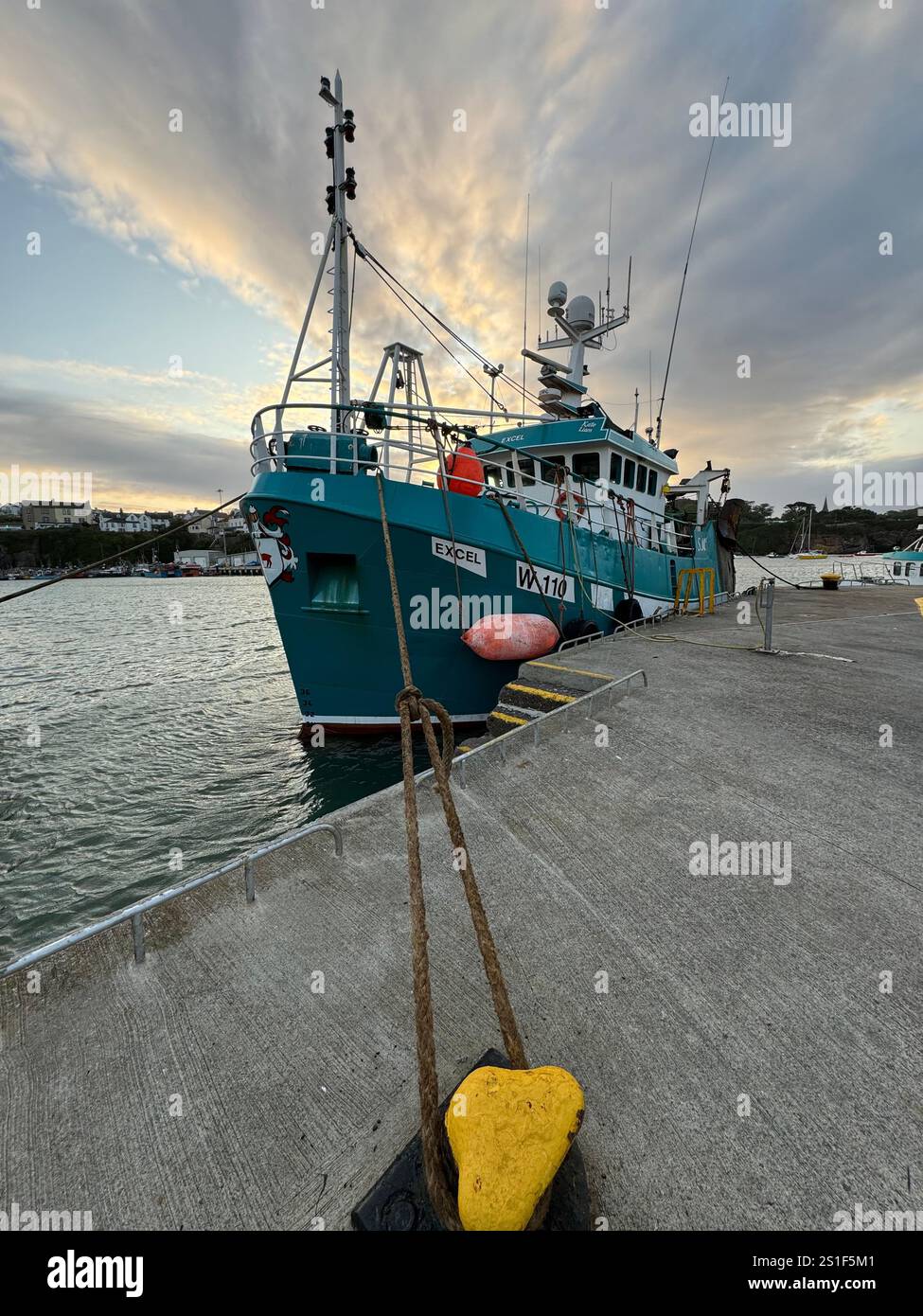 Fishing boats moored at Dunmore East harbour, County Waterford, Ireland ...