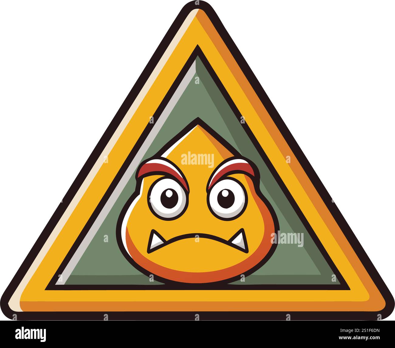 Bright and colorful danger warning sign with expressive cartoon ...