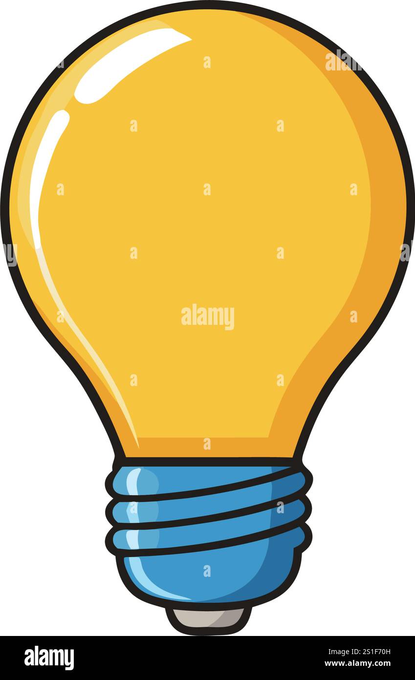 Cartoon illustration of a yellow light bulb icon symbolizing creativity ...