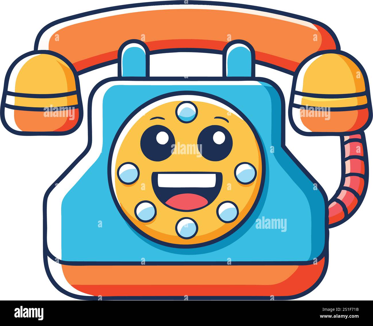 Classic orange and yellow rotary telephone cartoon illustration, ideal ...