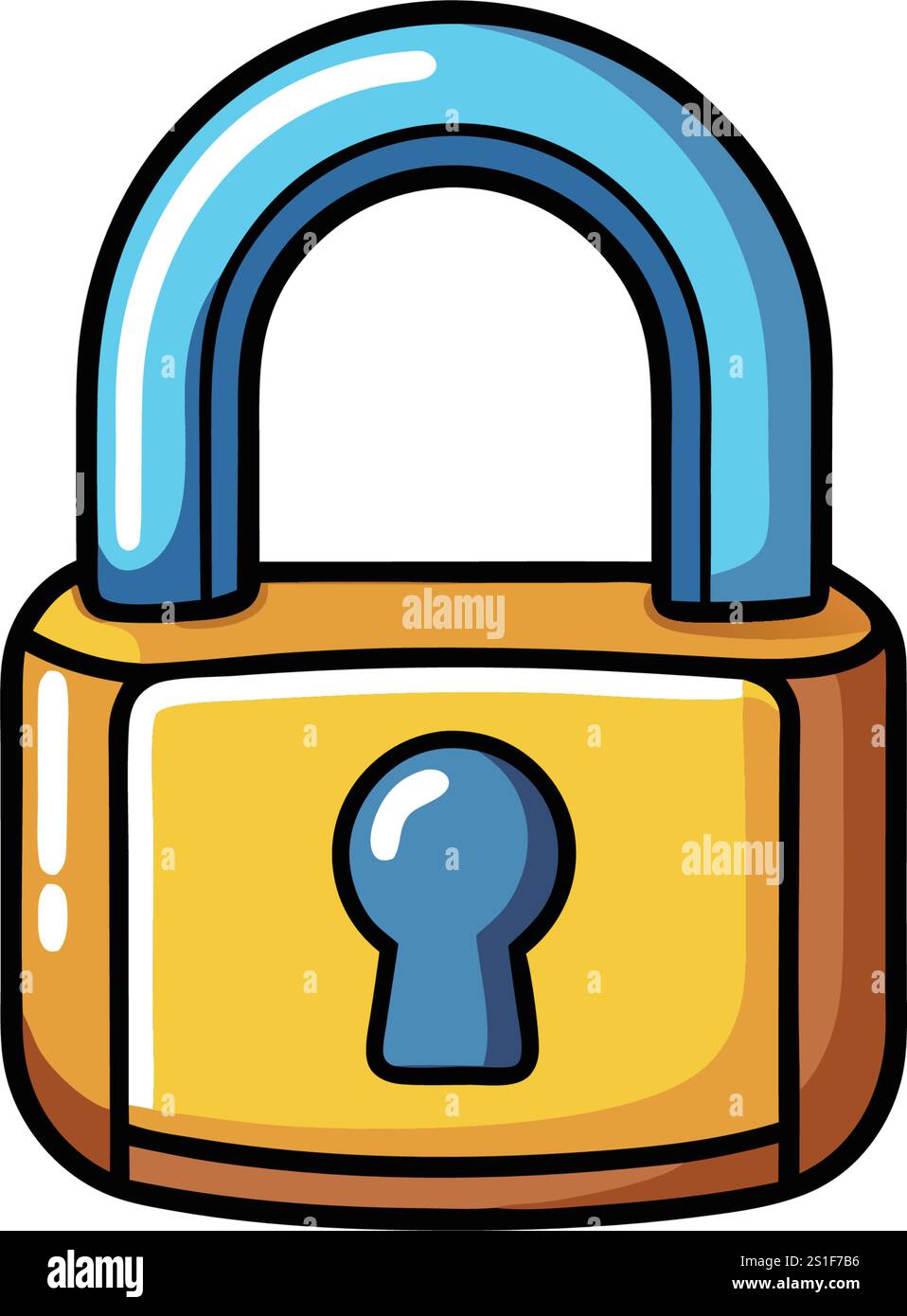 Illustration of a cartoon style padlock in vivid colors, ideal for ...