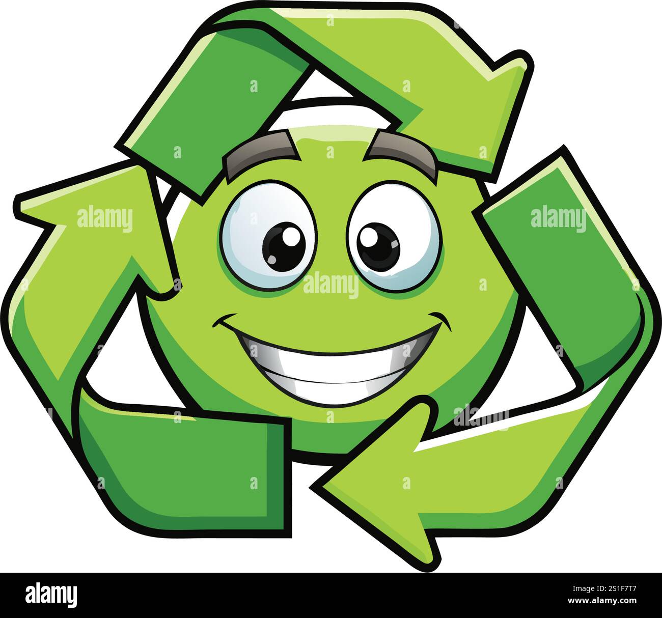 Cute recycle symbol character with a cheerful expression, showcasing ...