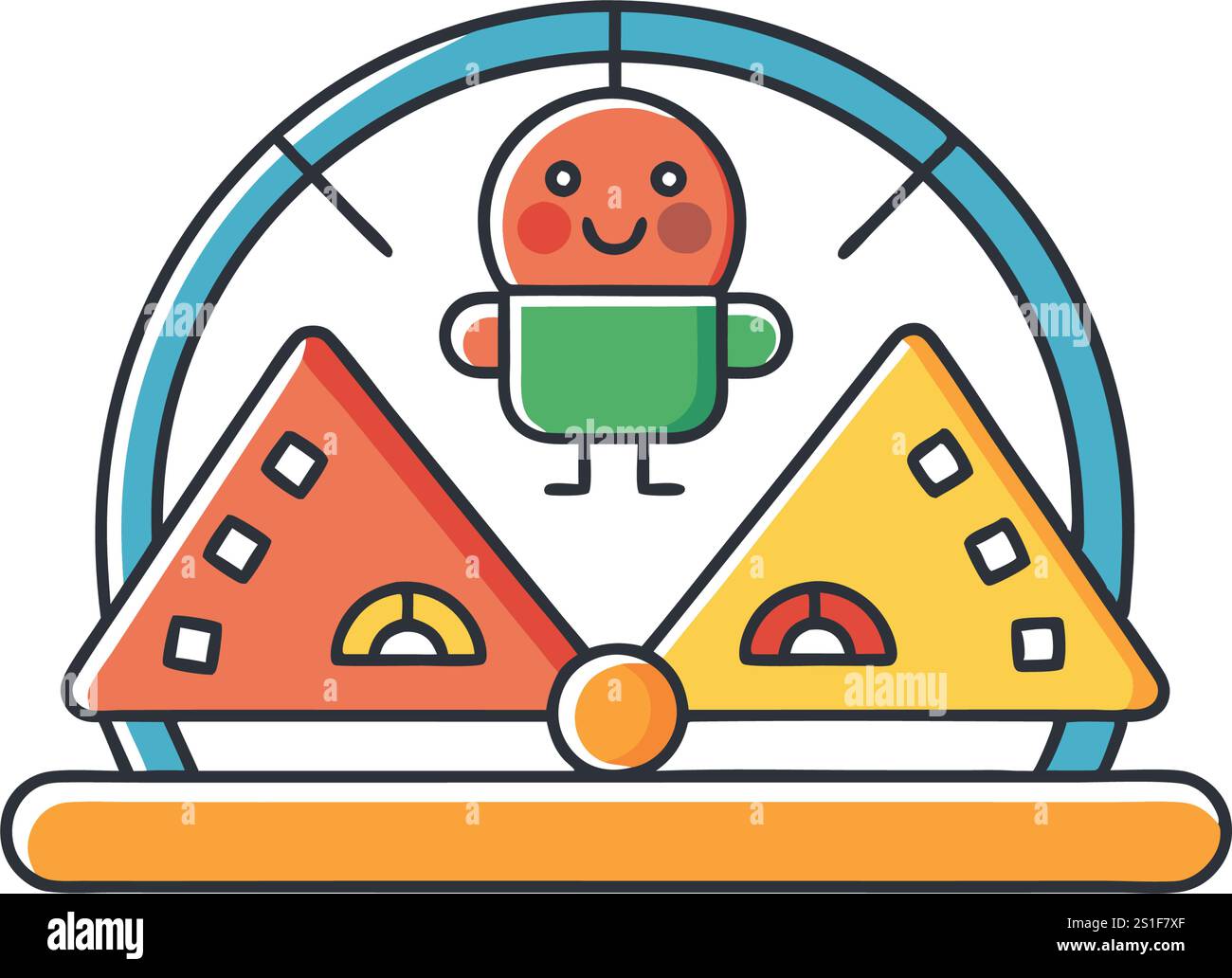 Creative and colorful scale indicator with pointer, symbolizing ...