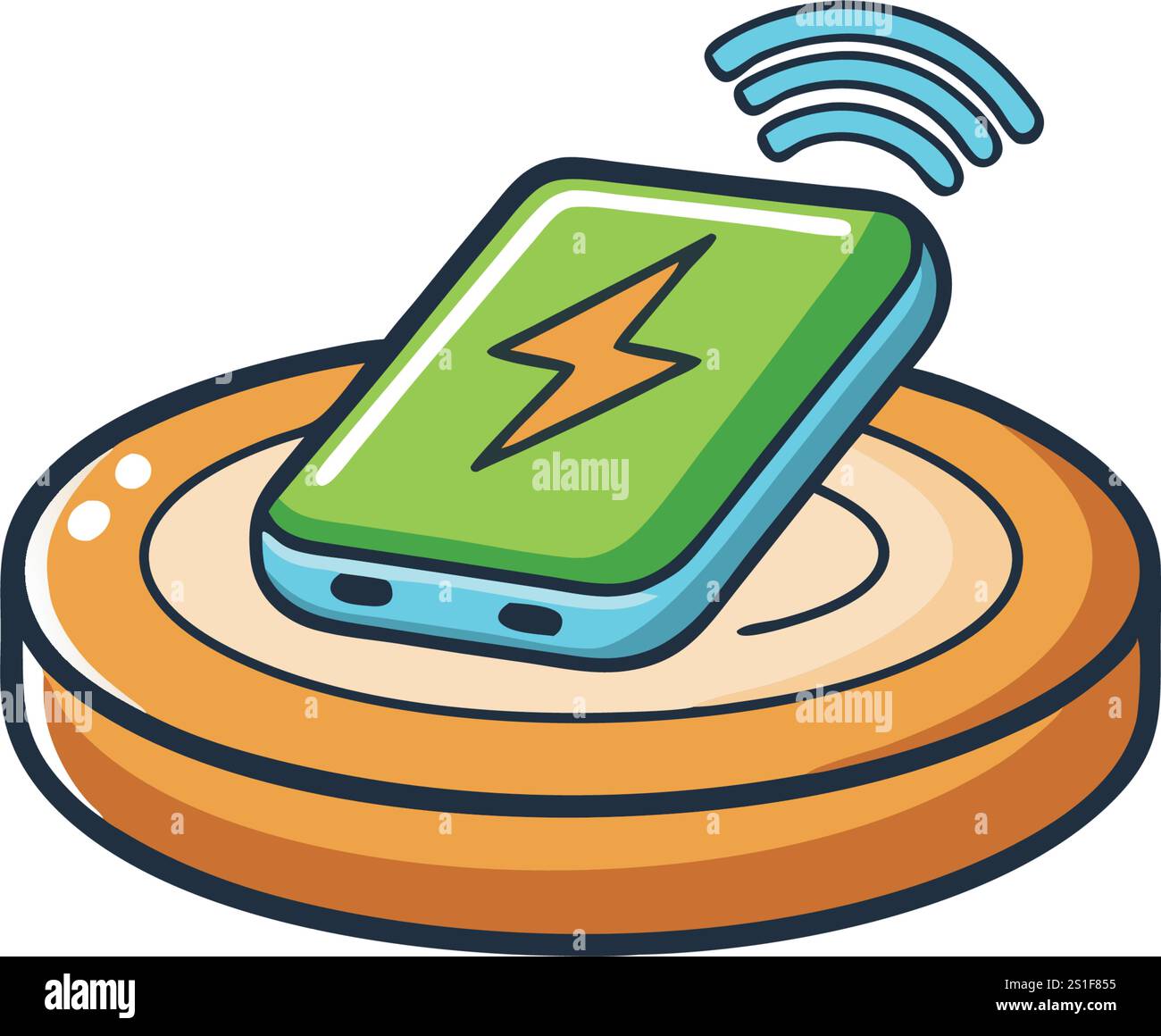 Vibrant and modern wireless charging illustrations with cartoon ...