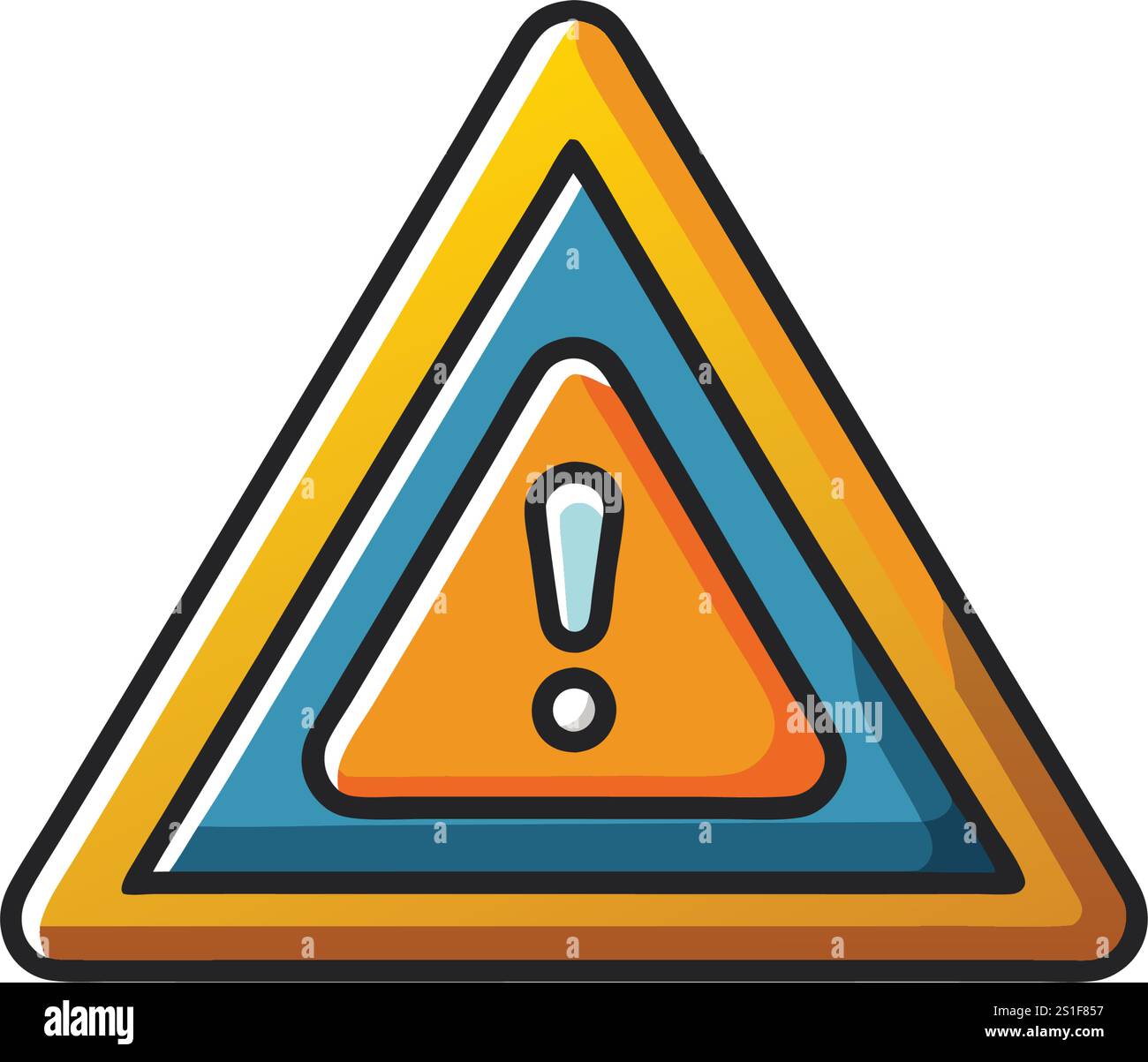 Bright and vibrant cartoon warning icons in triangular shapes with ...