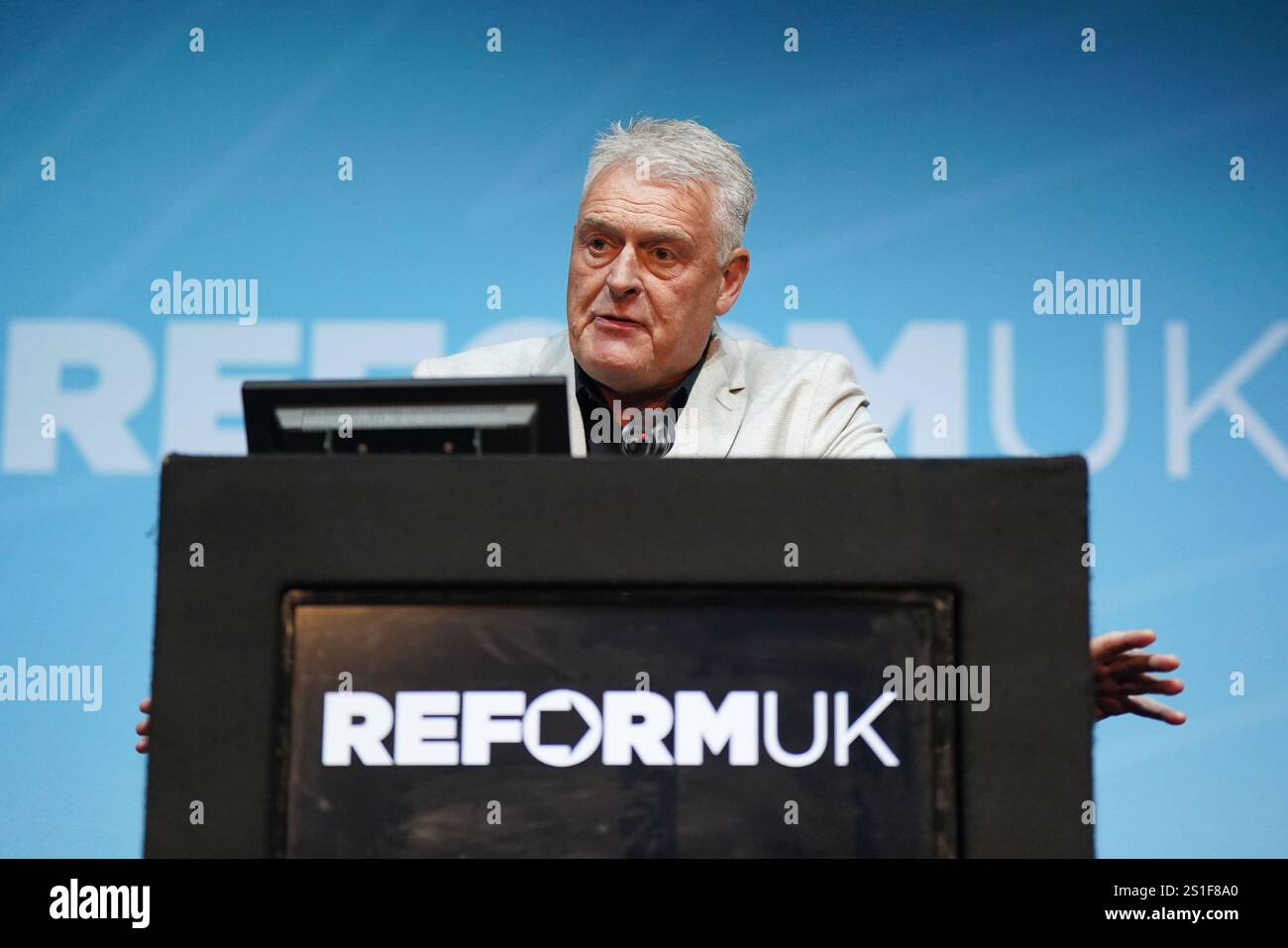 Reform UK MP Lee Anderson speaking during the Reform UK East Midlands ...