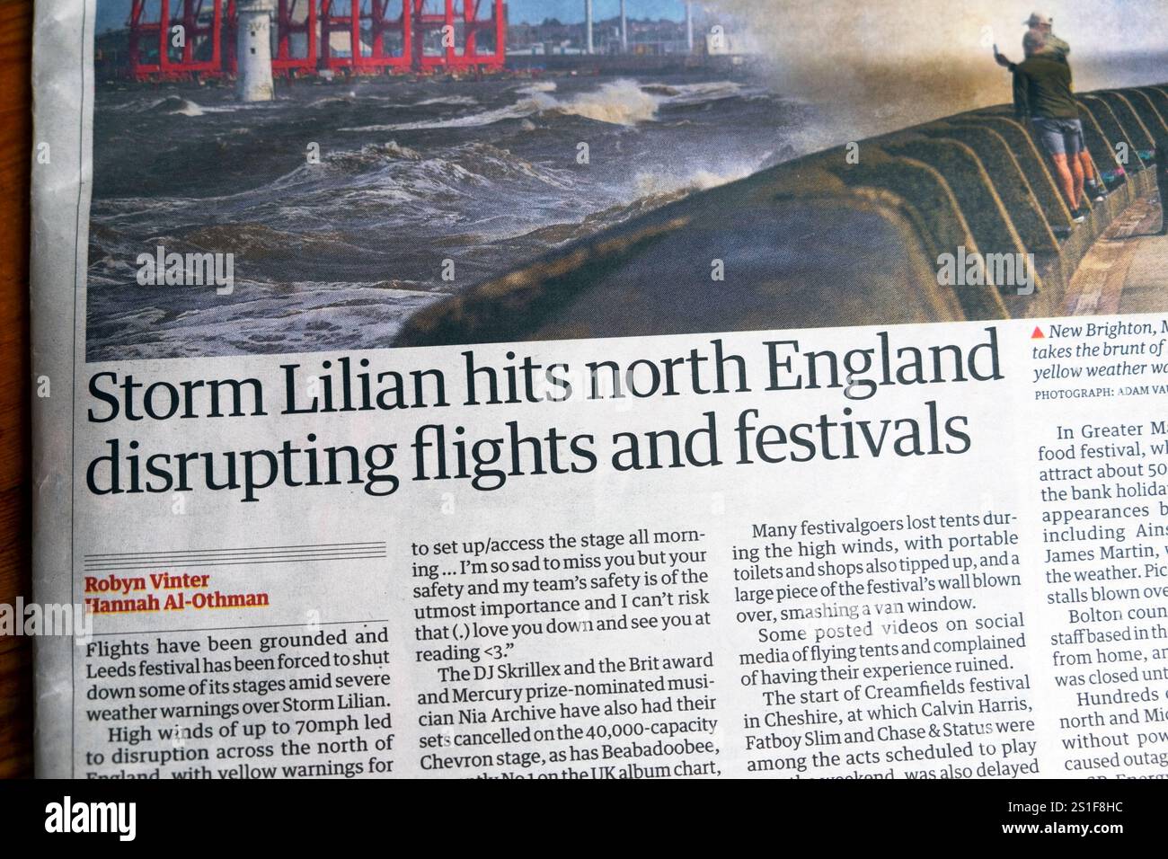 'Storm Lillian hits north England disrupting flights and festivals ...