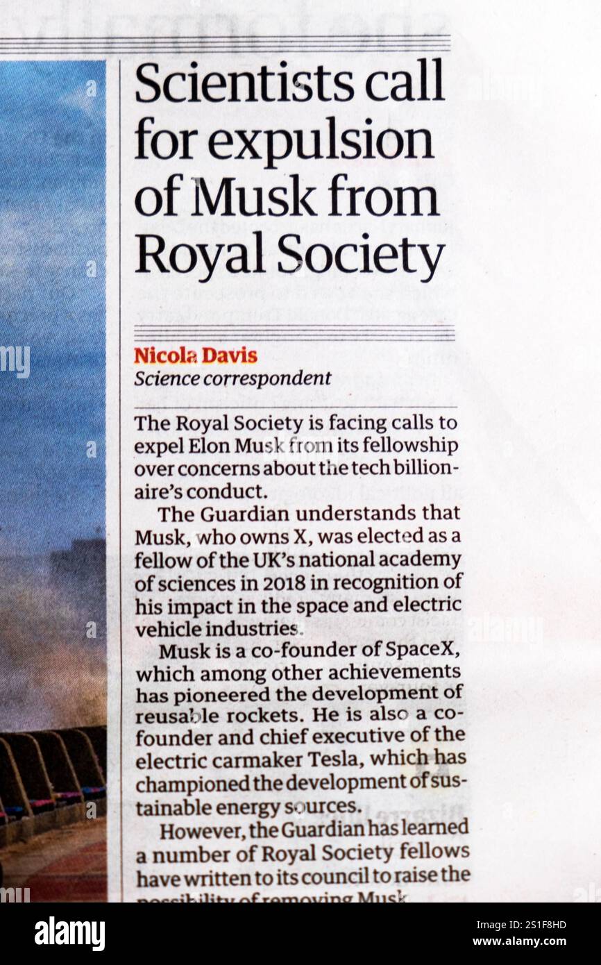 'Scientists call for expulsion of (Elon) Musk from Royal Society ...